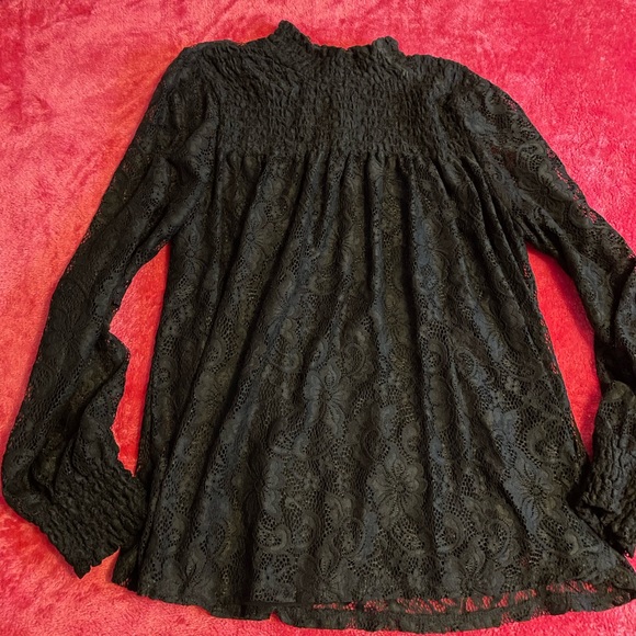 Tops Karl Lagerfeld Paris Black Lace Blouse Attached Camisole Underneath Poshmark